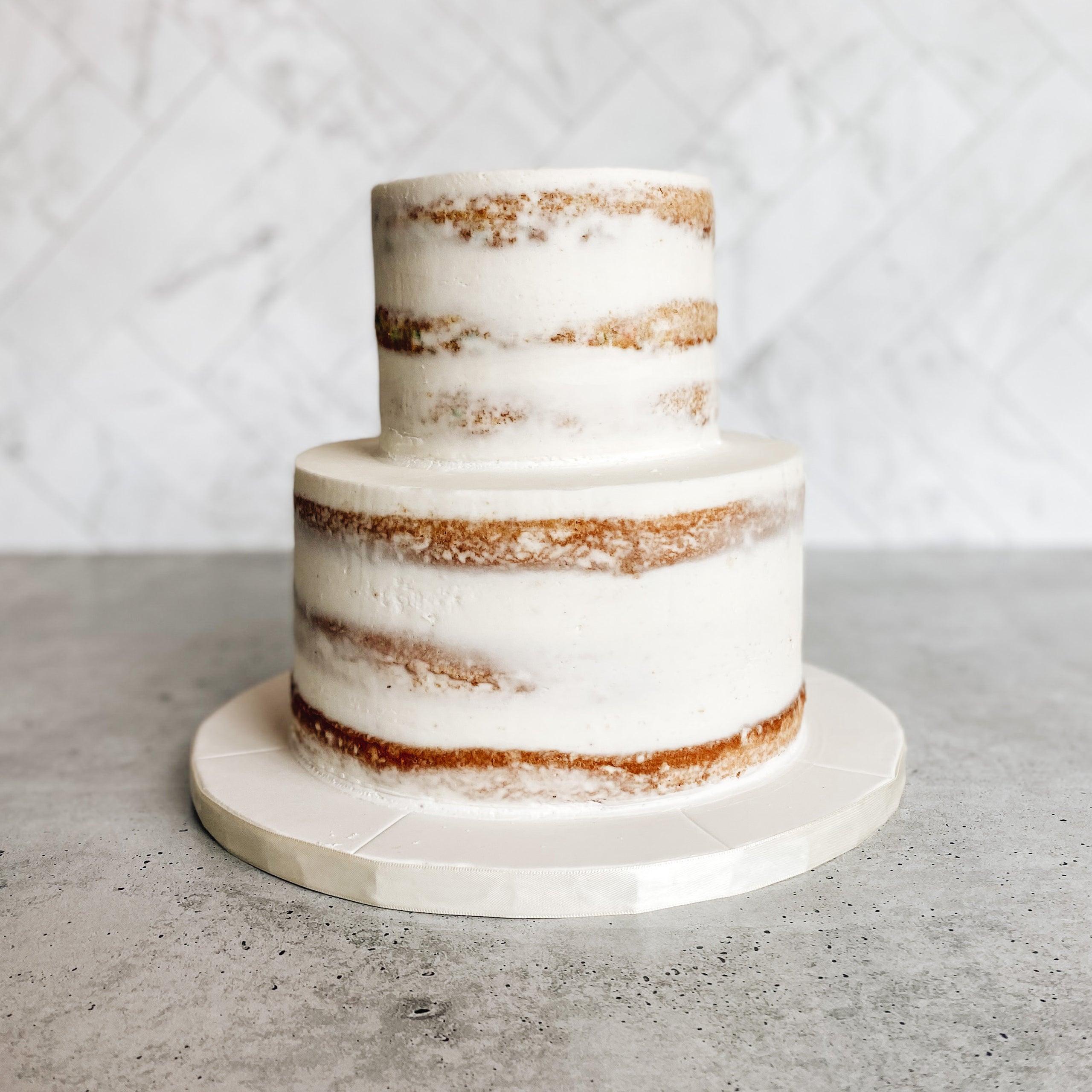 Two Tier Vanilla Naked Buttercream Wedding Cake | Nashville Sweets